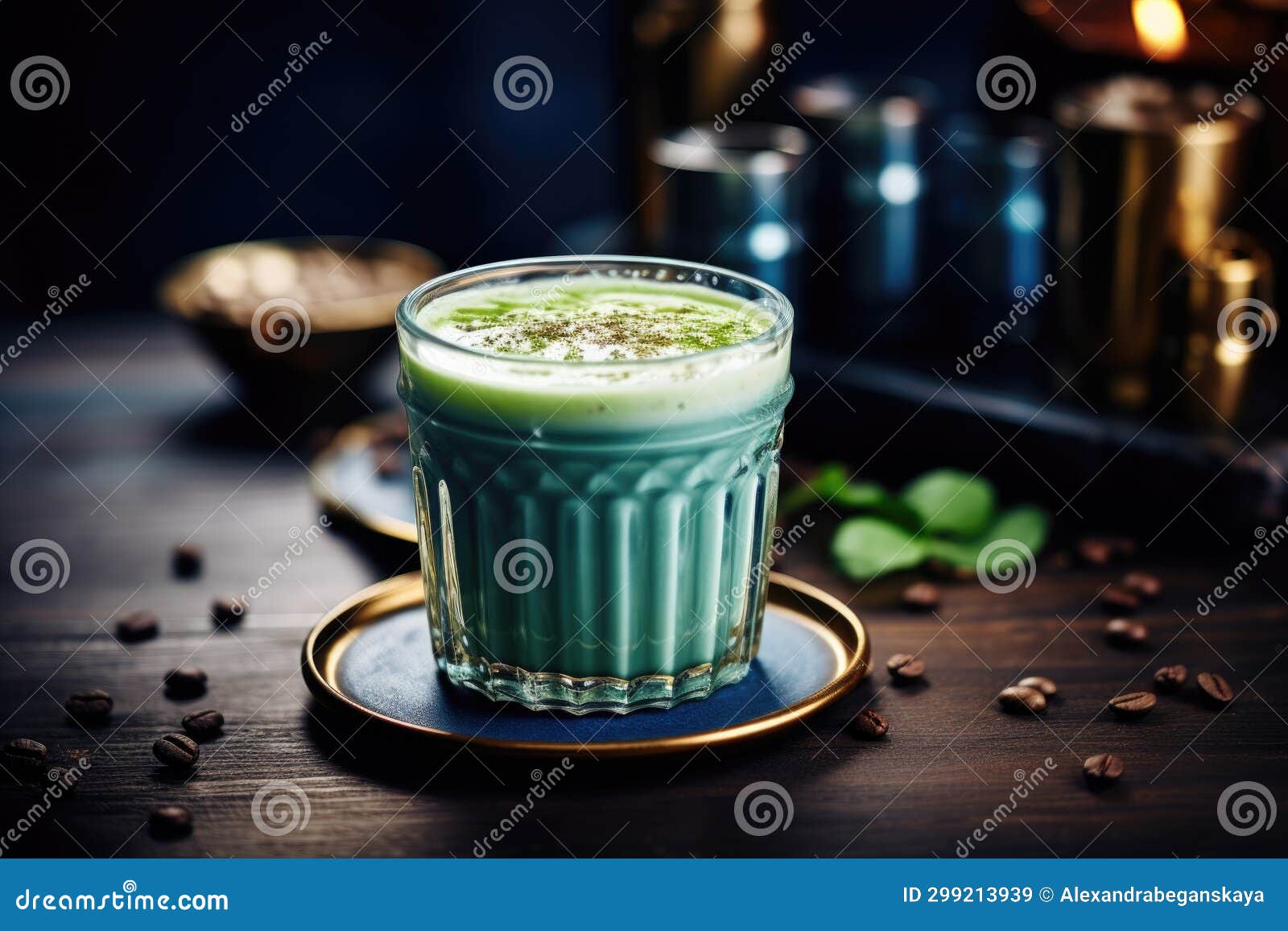 Blue Coffee in a Matcha Glass Stock Image - Image of milk, freshness ...