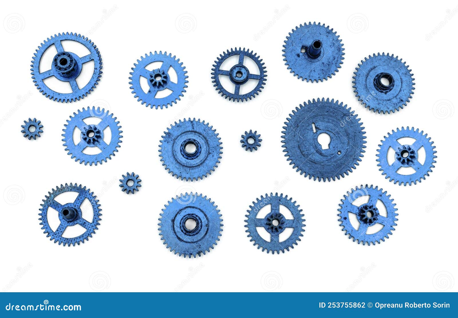 Blue Cogs Gears Wheels Collection Set Stock Photo - Image of bronze ...