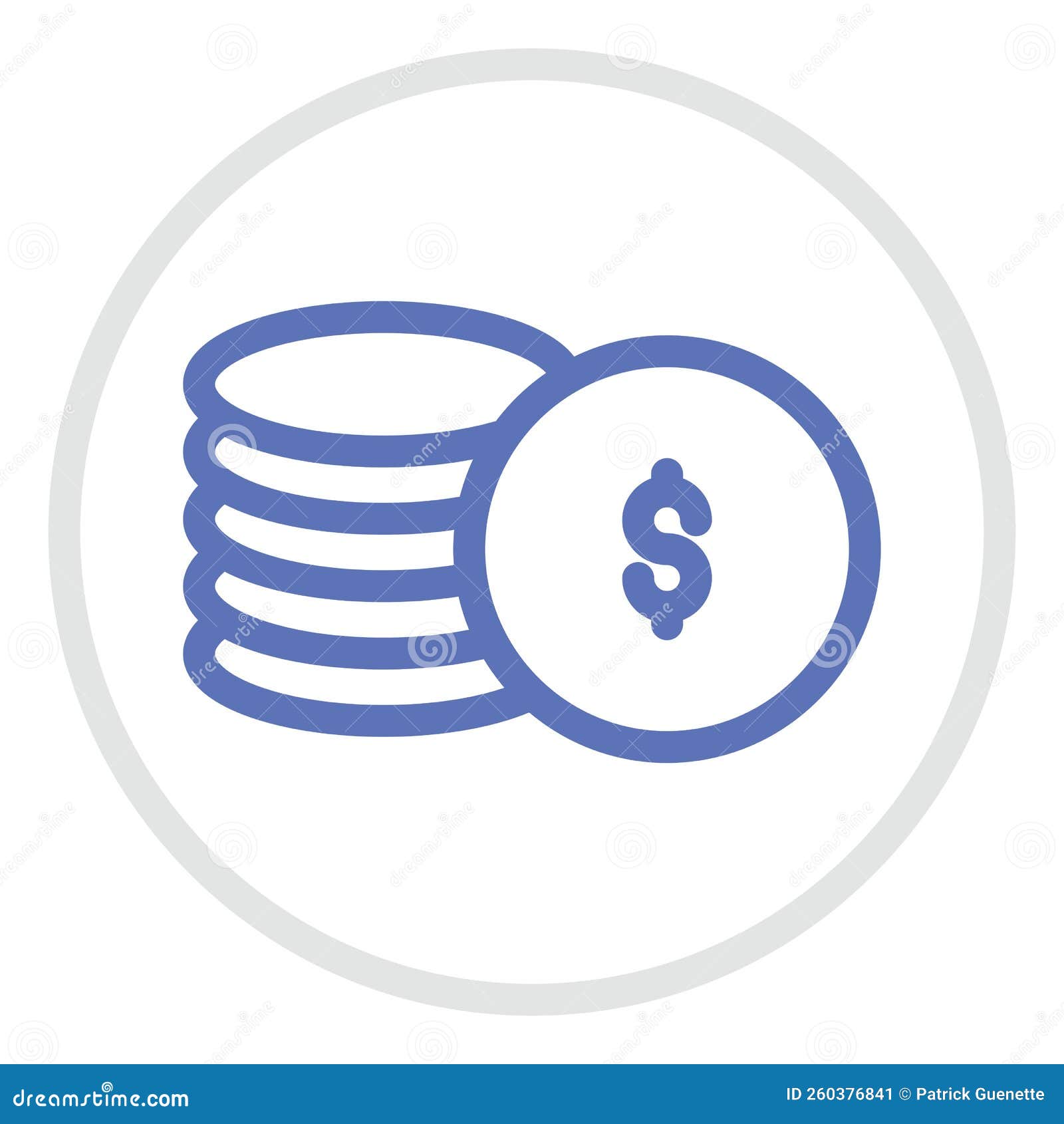 Blue coin, icon stock vector. Illustration of symbol - 260376841