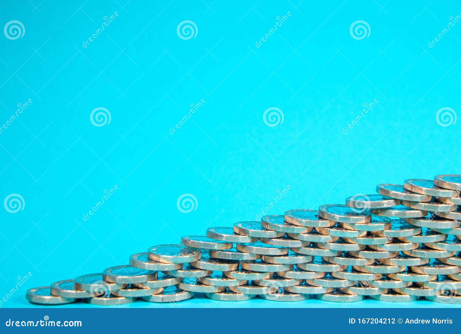 Blue Coin Stack stock photo. Image of coin, investment - 167204212