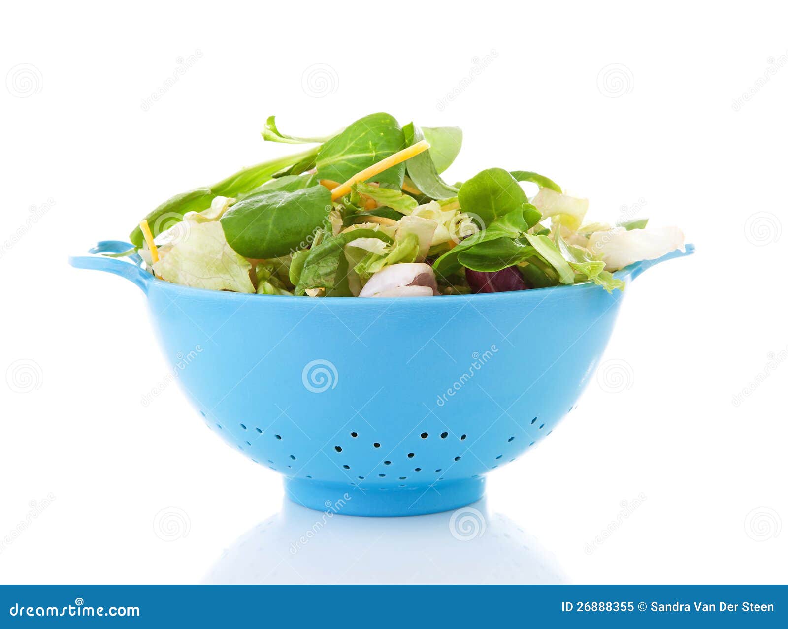 Blue Colander with Fresh Lettuce Stock Image - Image of colander ...