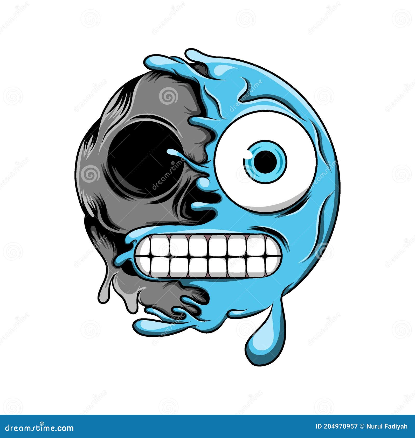 The Blue Cold Emoticon Change To the Dark Skull Face Emoticon Stock ...