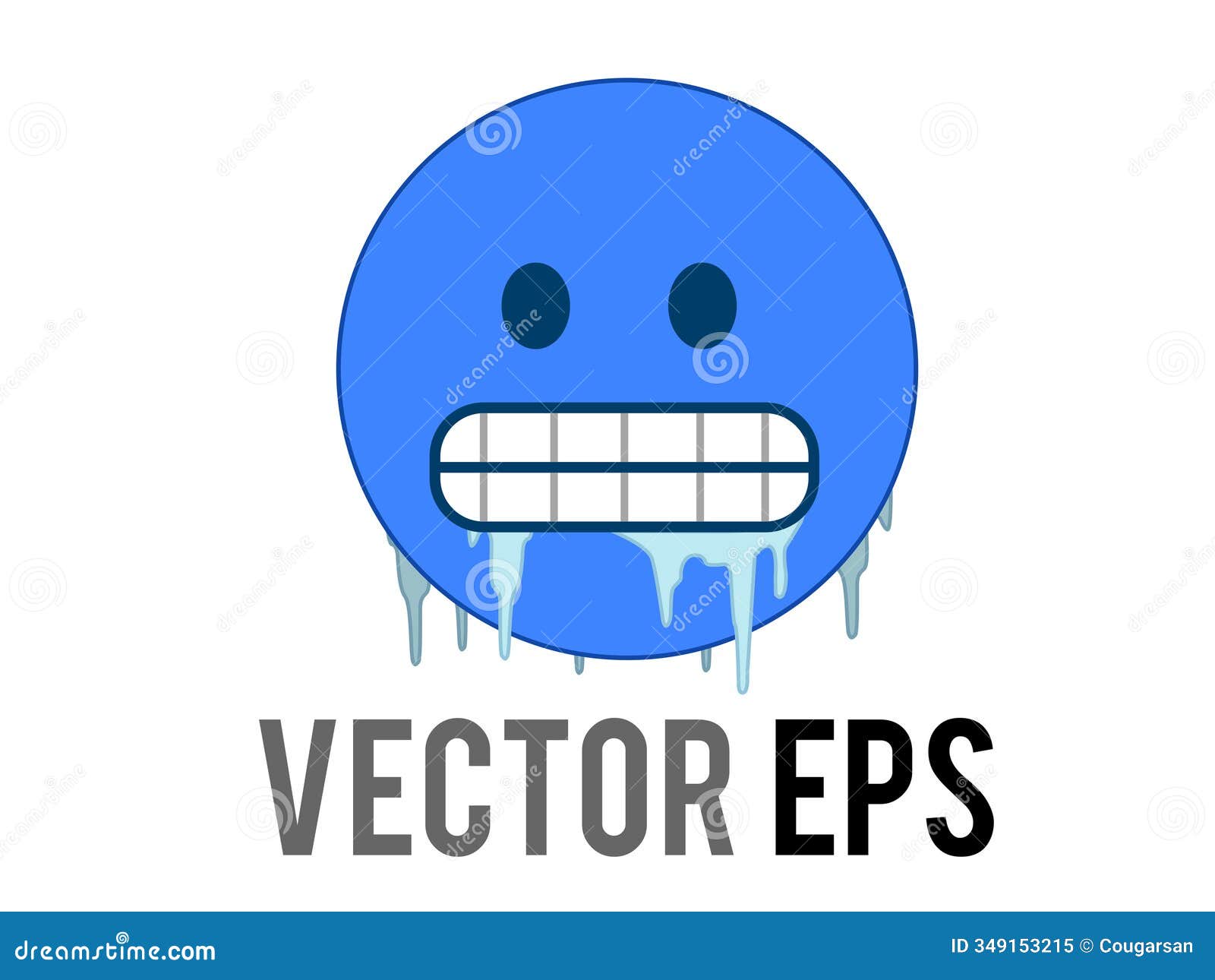 Blue Cold, Pity, Worry, Freezing Face Flat Icon with Gritted Teeth ...