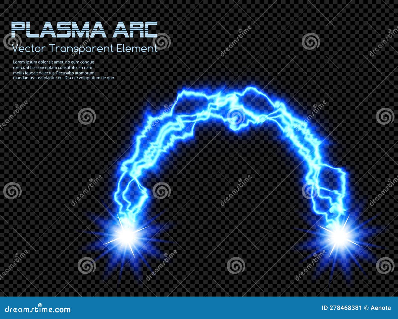 Blue Cold Plasma Energy Arc - Transparent Vector Electric Discharge ...