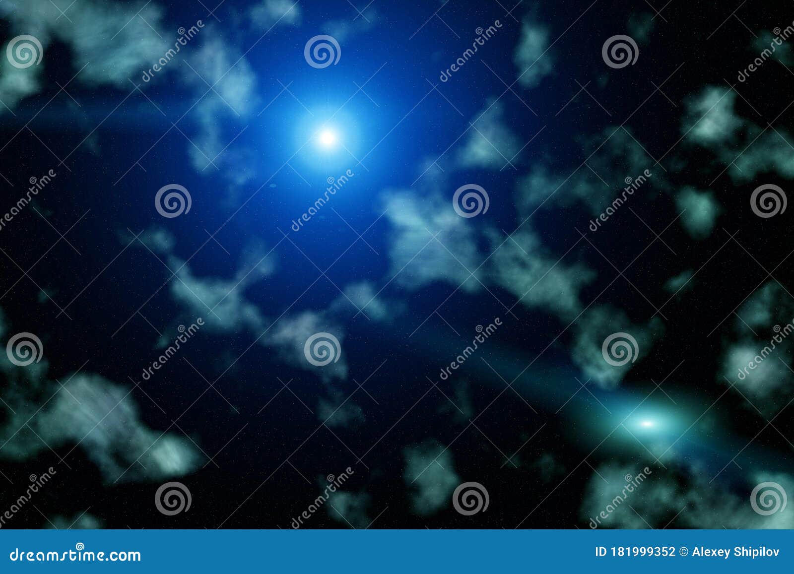Blue Cold Space with Clouds of Interstellar Dust. Drawing Stock Photo ...