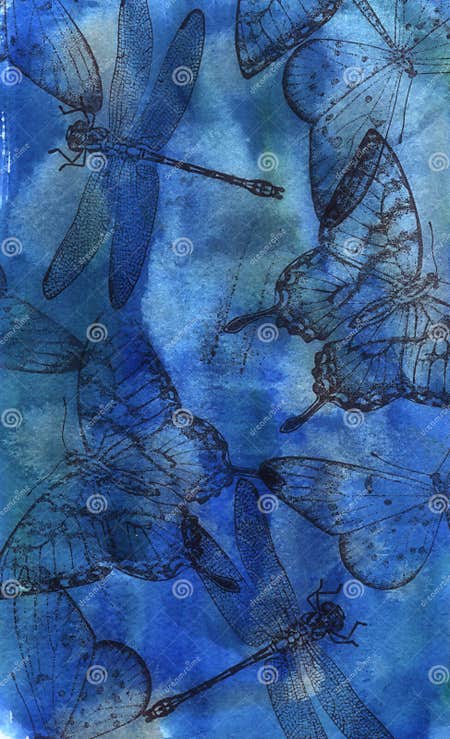 Blue Collage stock illustration. Illustration of watercolor - 345200