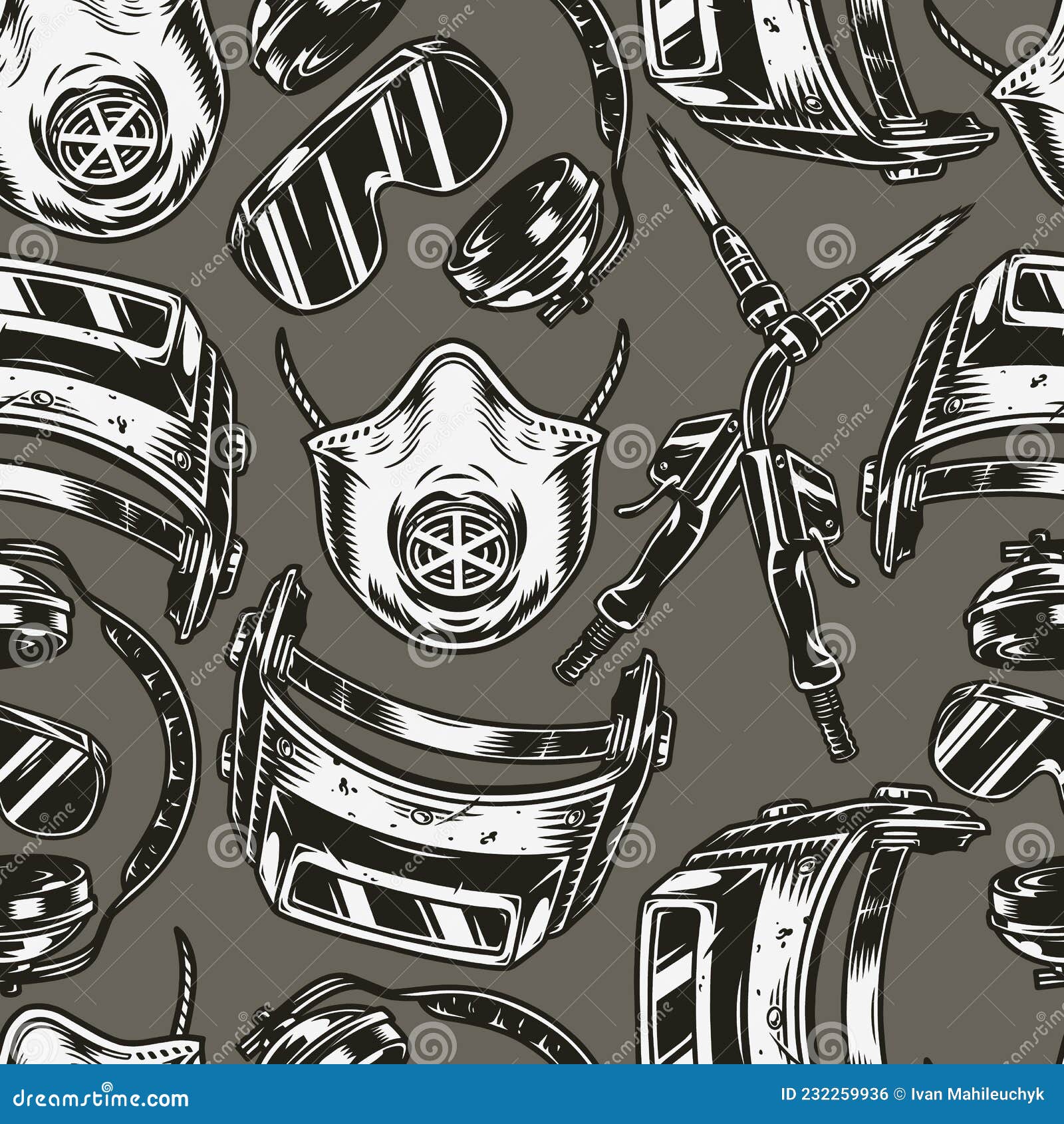 Blue Collar Worker Equipment Seamless Pattern Stock Vector ...