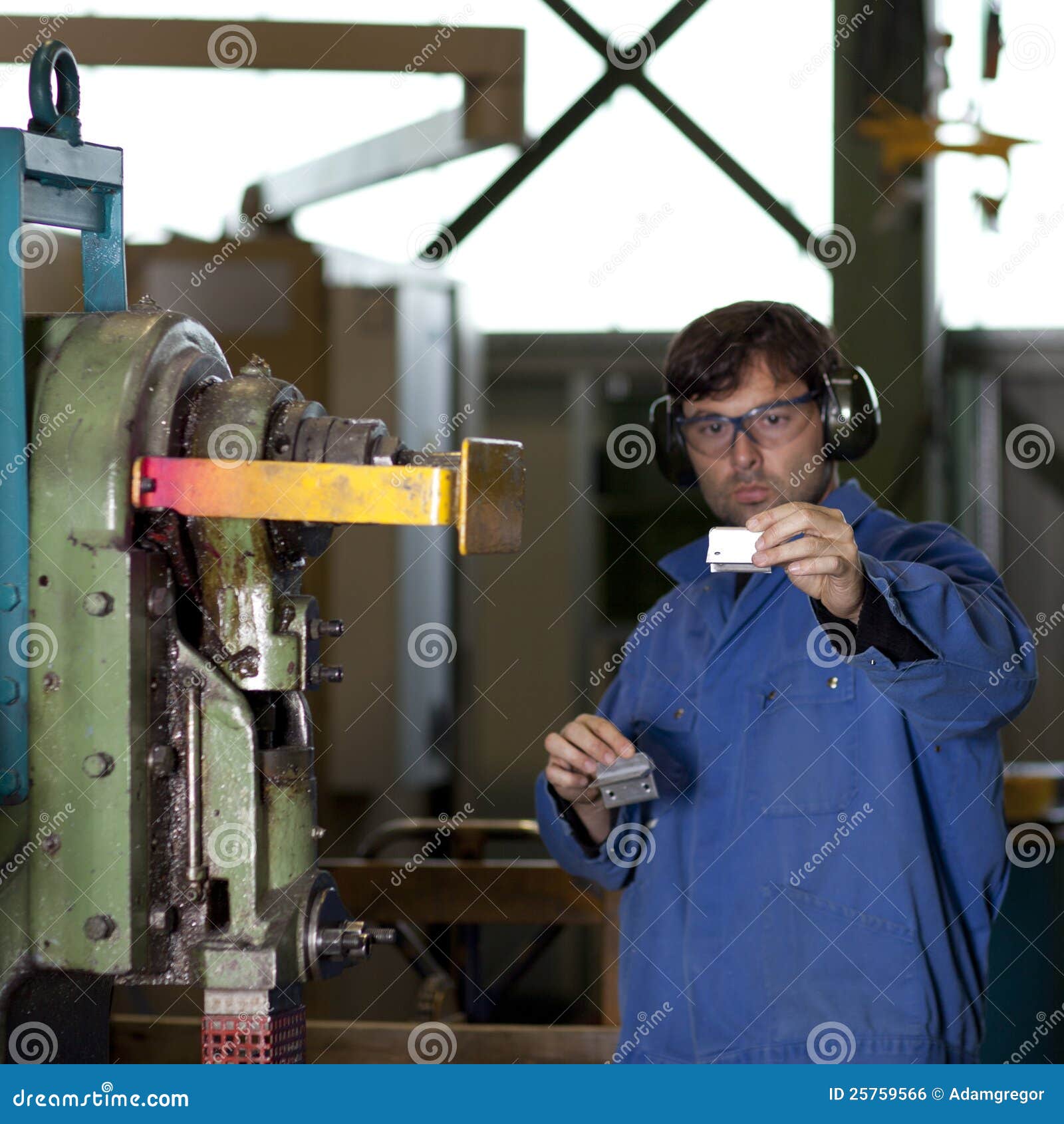 Blue Collar Worker in Factory Stock Photo - Image of middle ...