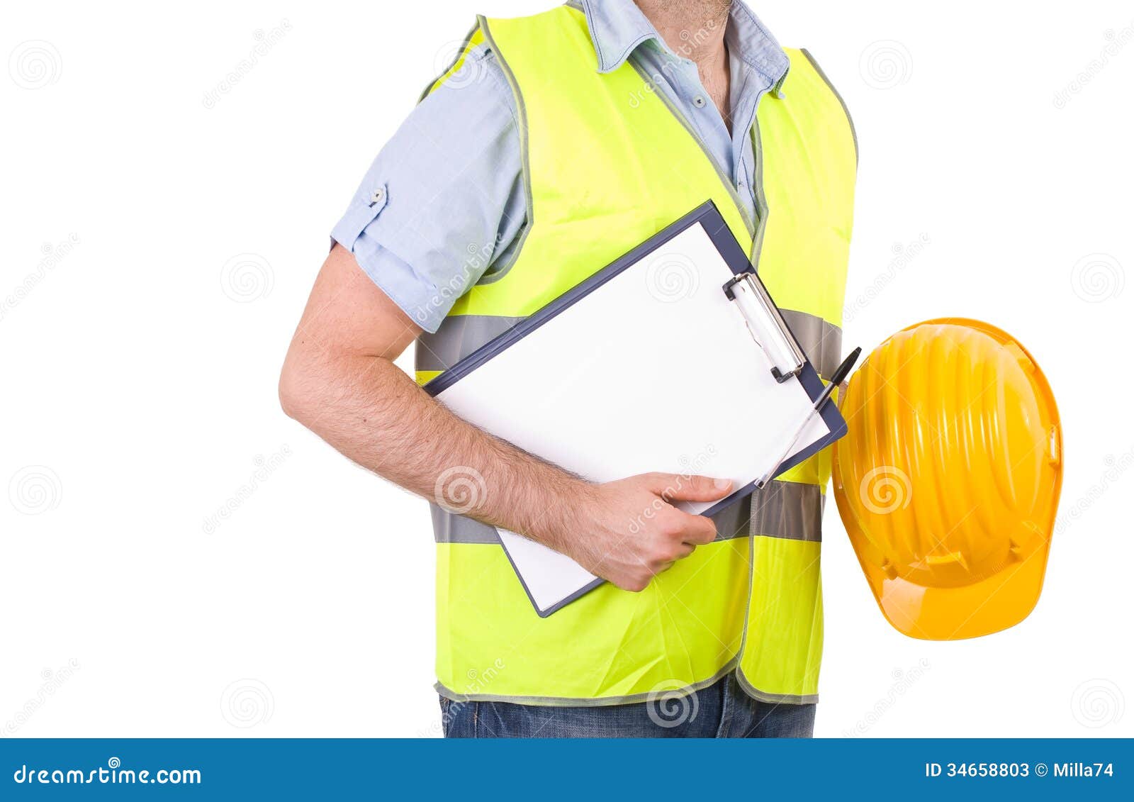 Blue collar worker. stock image. Image of laborer, clipboard - 34658803