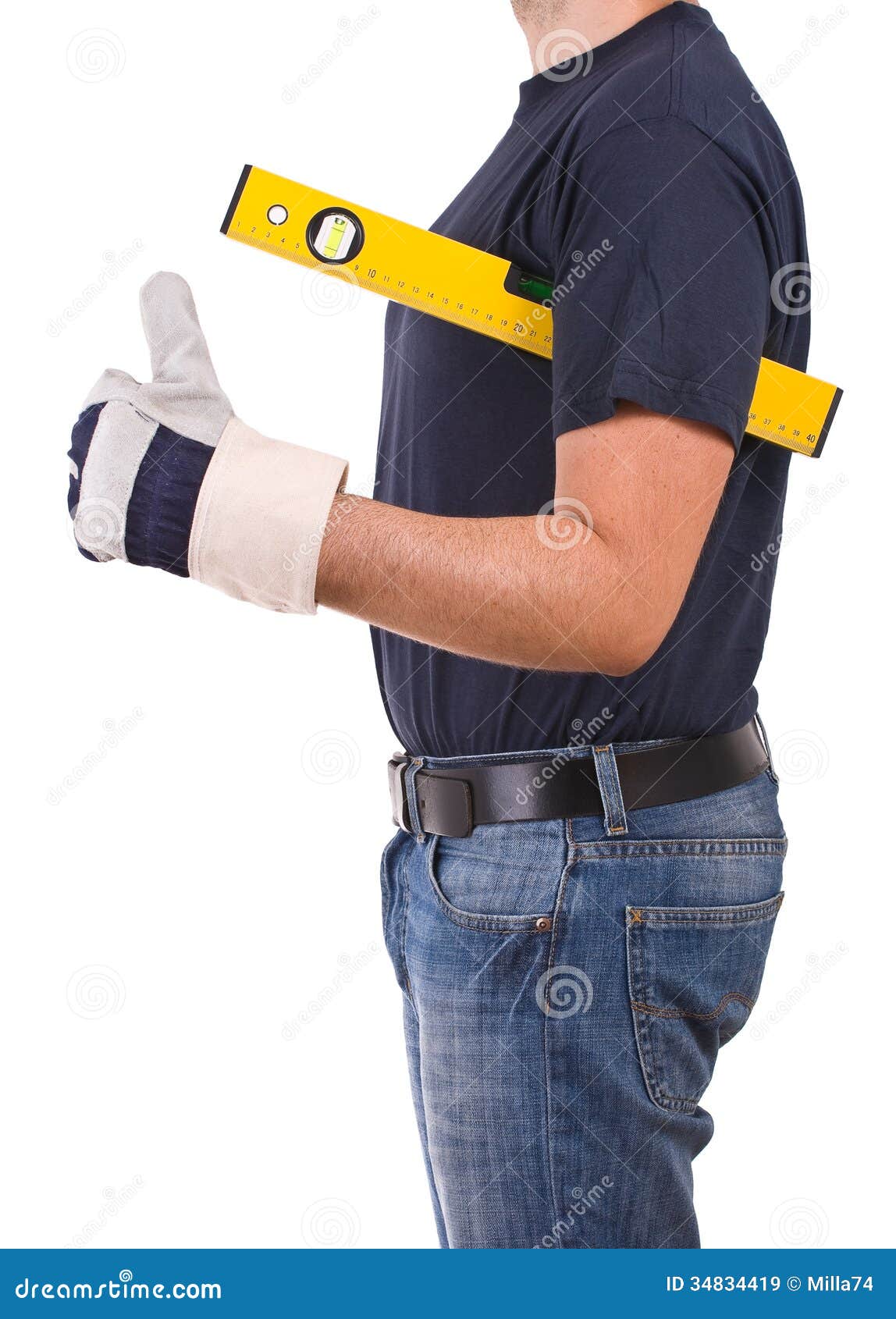Blue collar worker. stock image. Image of laborer, level - 34834419