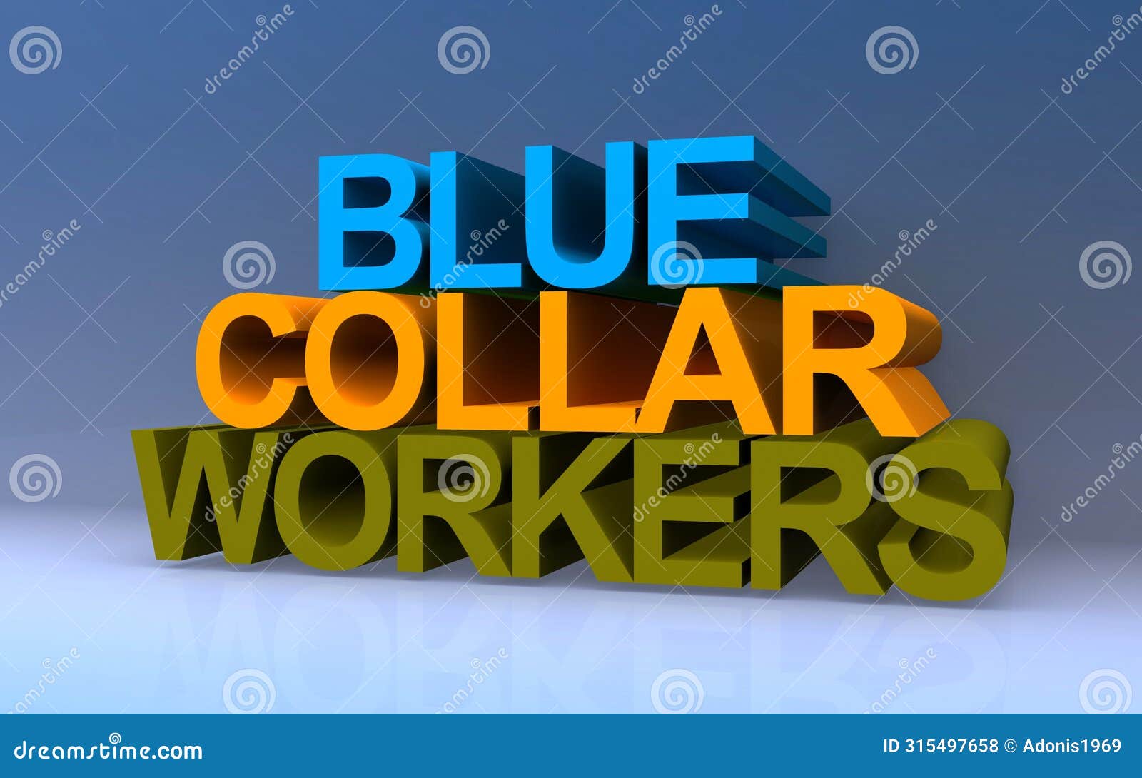 Blue Collar Workers on Blue Stock Illustration - Illustration of ...