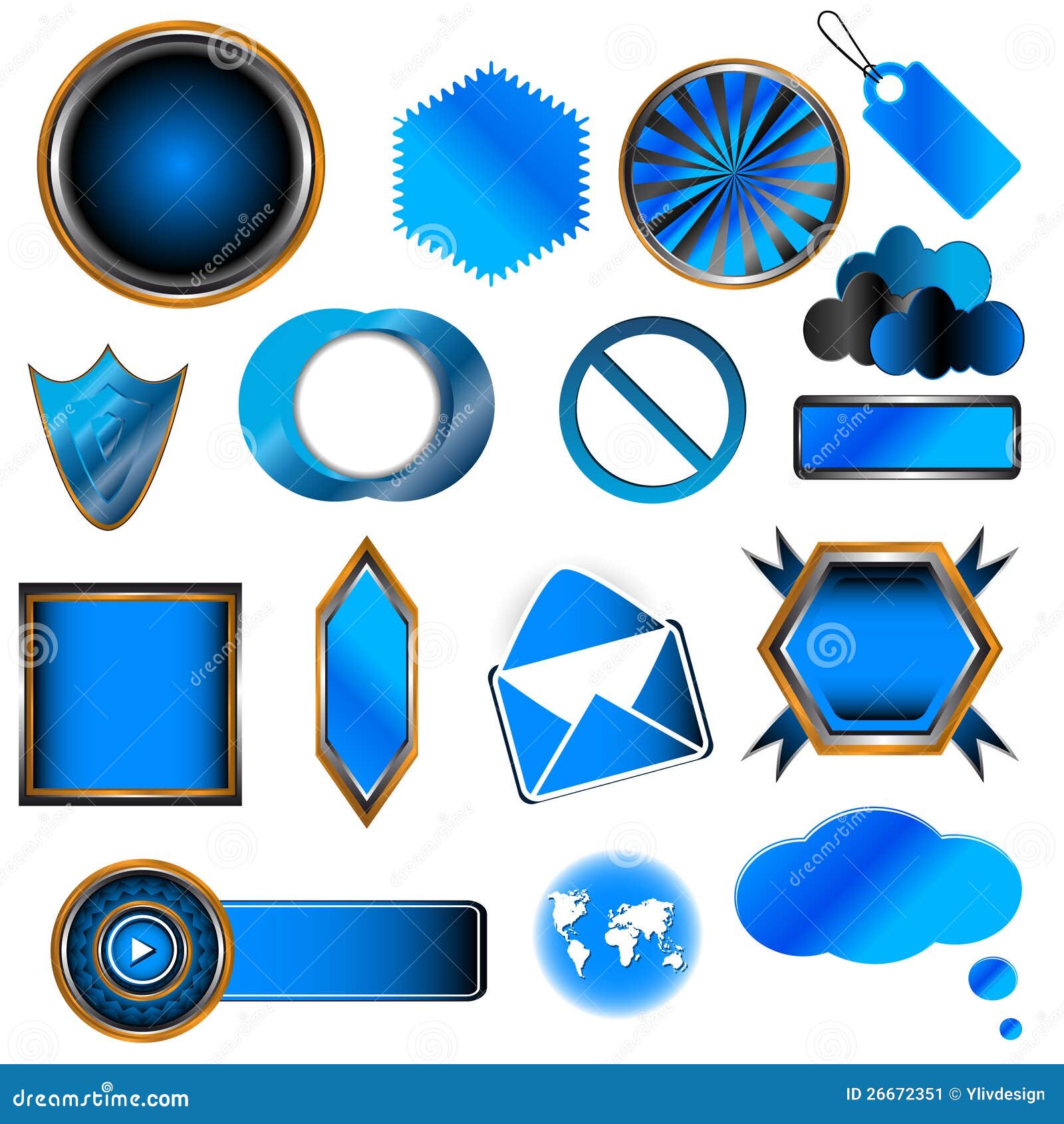 Blue collection stock vector. Illustration of icon, site - 26672351