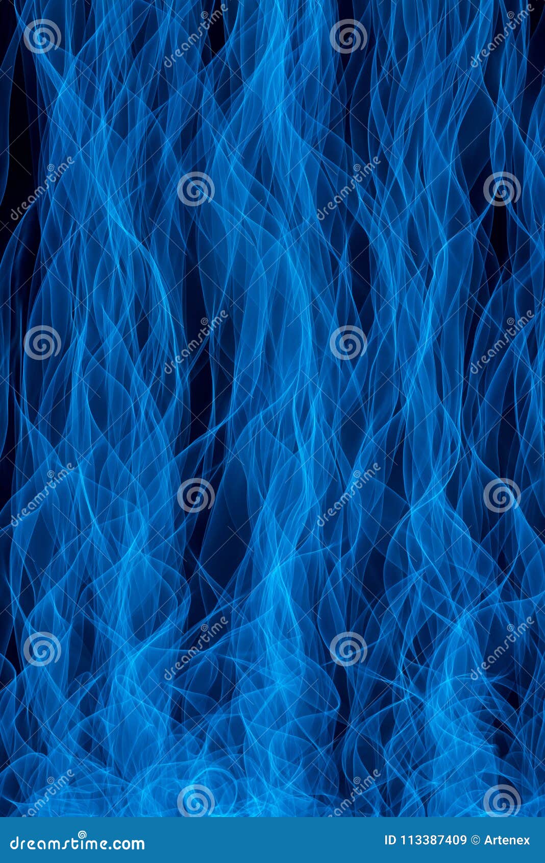 Blue Color Abstract Light Painting. LED Lights on Black Background ...