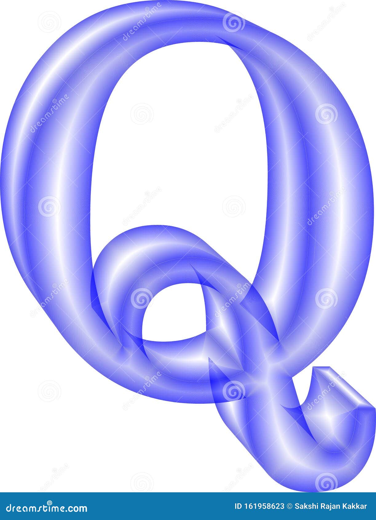 Blue Color Alphabet Q with 3d Effect Isolated on White Surface ...