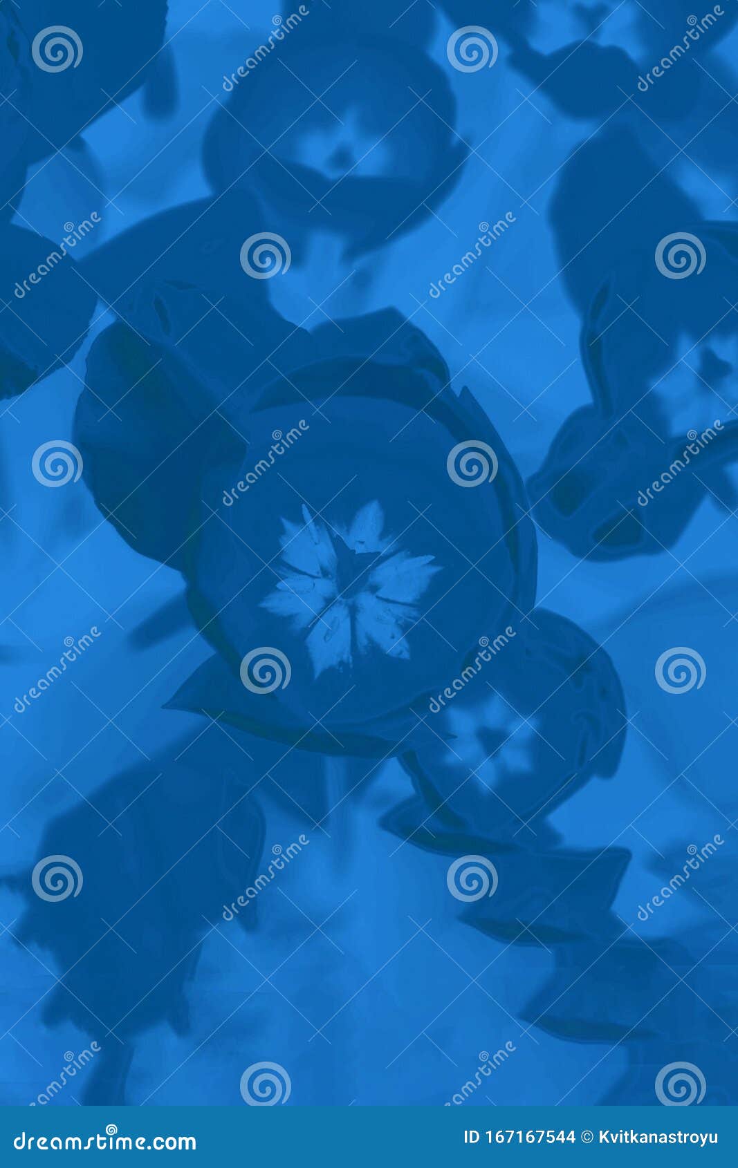 Blue Color Background with Classical Blue Floral Tulips Pattern Stock ...