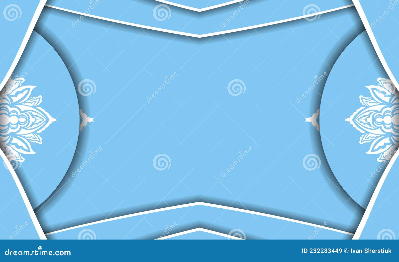 Blue Color Banner Template with Greek White Pattern and Space for Logo ...