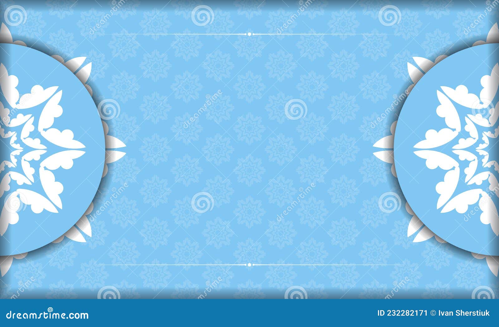 Blue Color Banner Template with Vintage White Pattern for Design Under ...