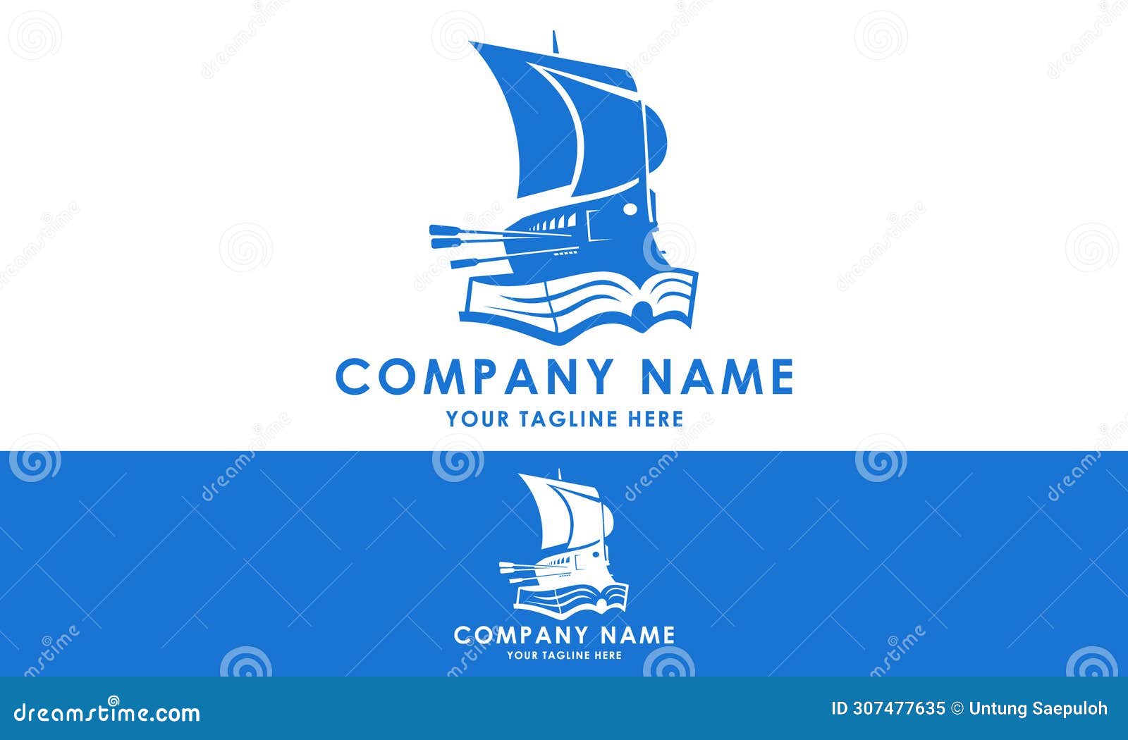 Blue Color Book Ship Logo Design Stock Illustration - Illustration of ...