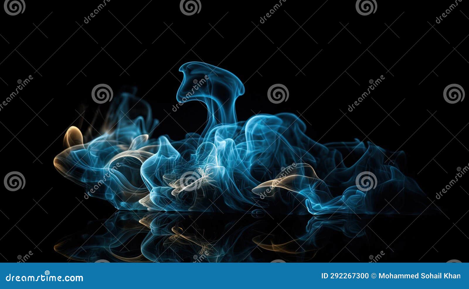 Blue Color Burning Flame or Fire on the Surface Selective Focus Dark ...