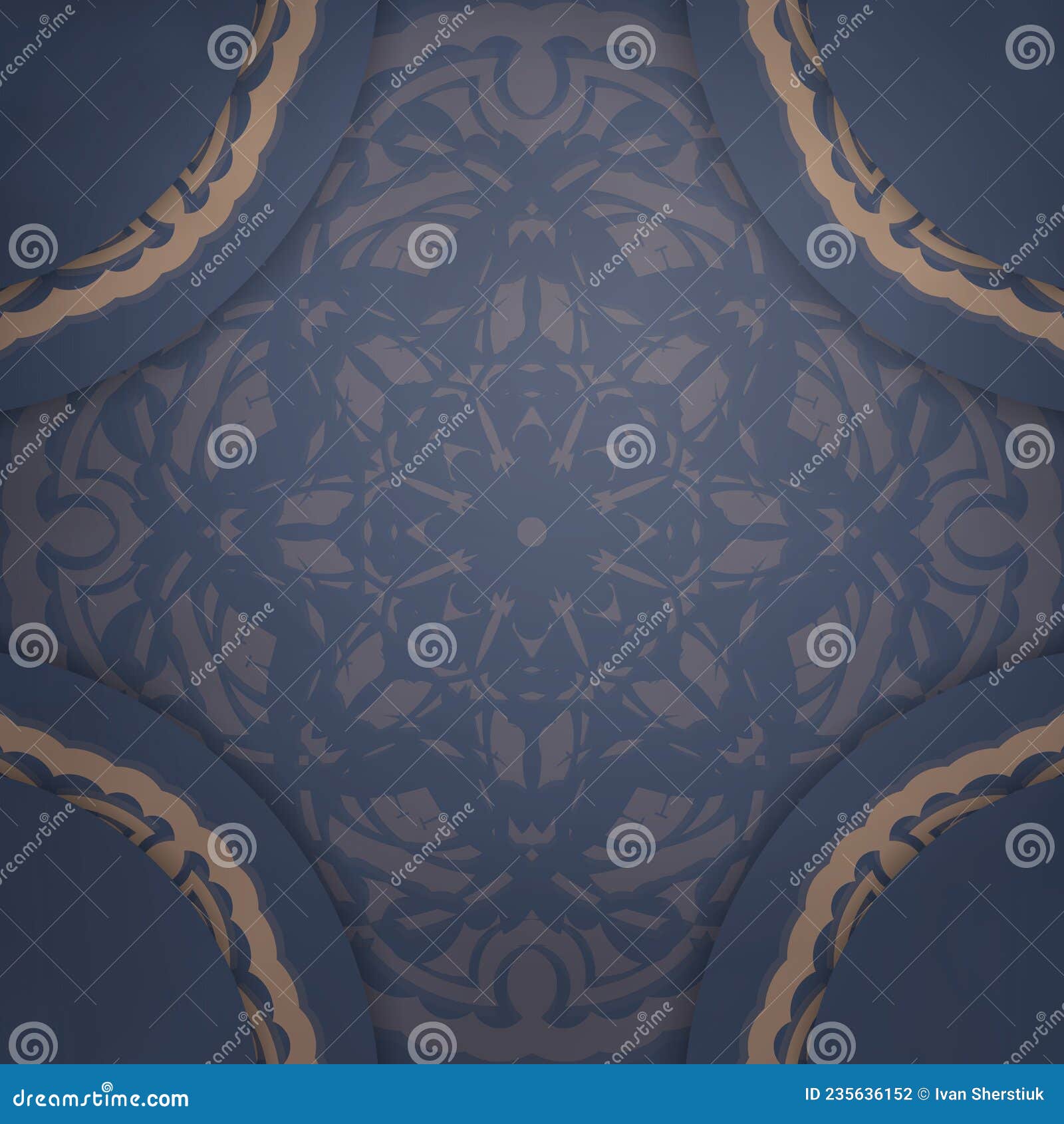 Blue Color Card with Indian Brown Pattern for Your Design. Stock Vector ...