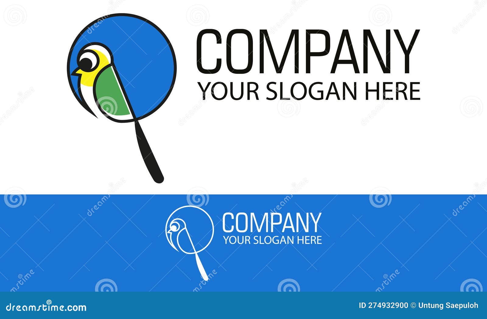 Blue Color Circle Bird Cartoon Logo Design Stock Vector - Illustration ...