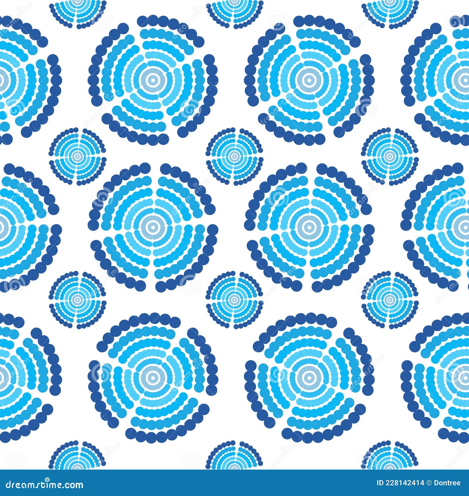 Blue Color Circles Seamless Pattern Stock Vector - Illustration of ...