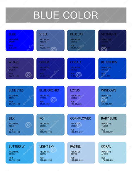 Blue. Color Codes and Names. Selection of Colors for Design, Interior ... Blue. Color Codes and Names. Selection of Colors for Design, Interior ...