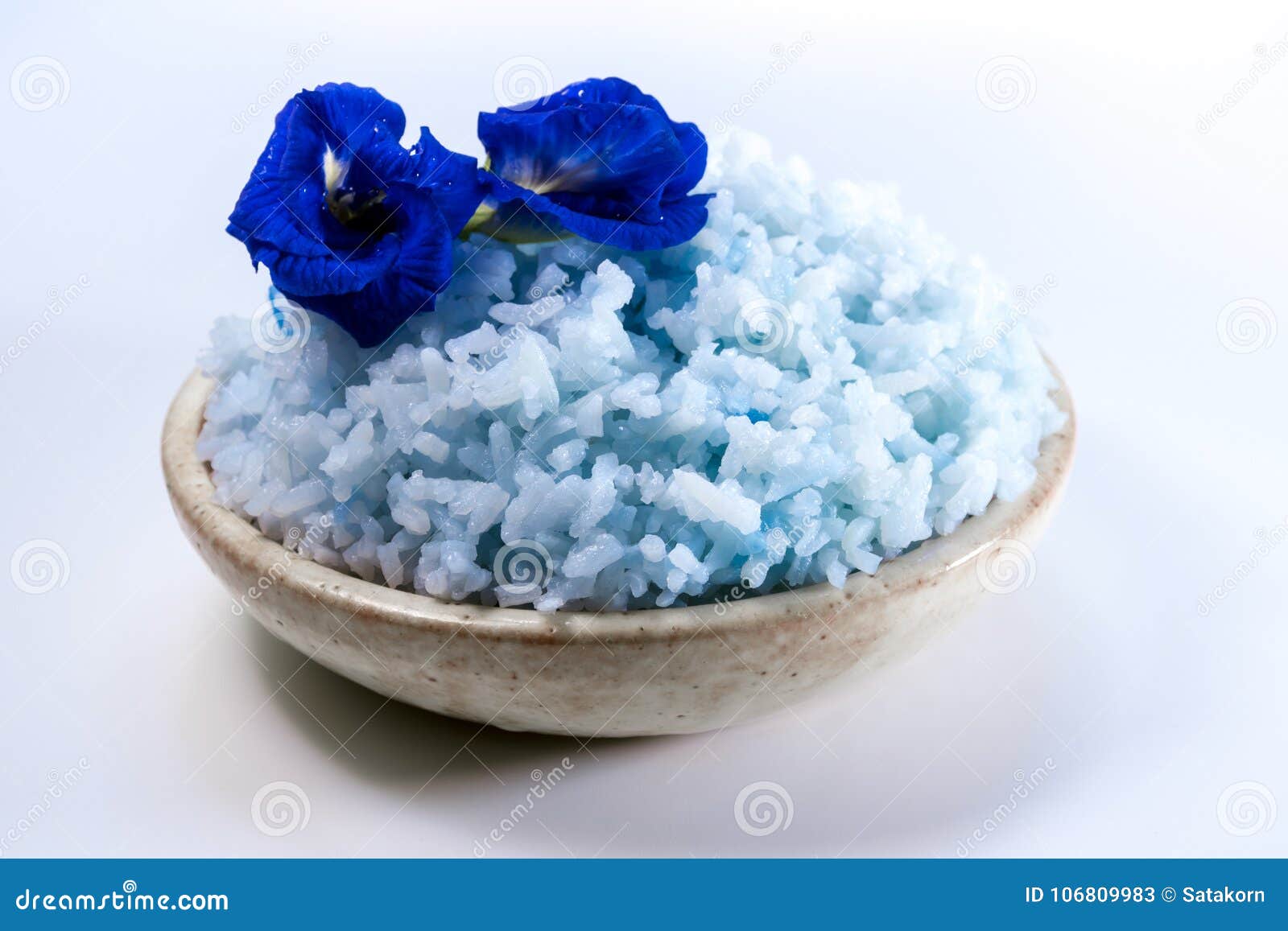 Blue Cooked Rice by Color of Butterfly Pea Flower Stock Image - Image ...