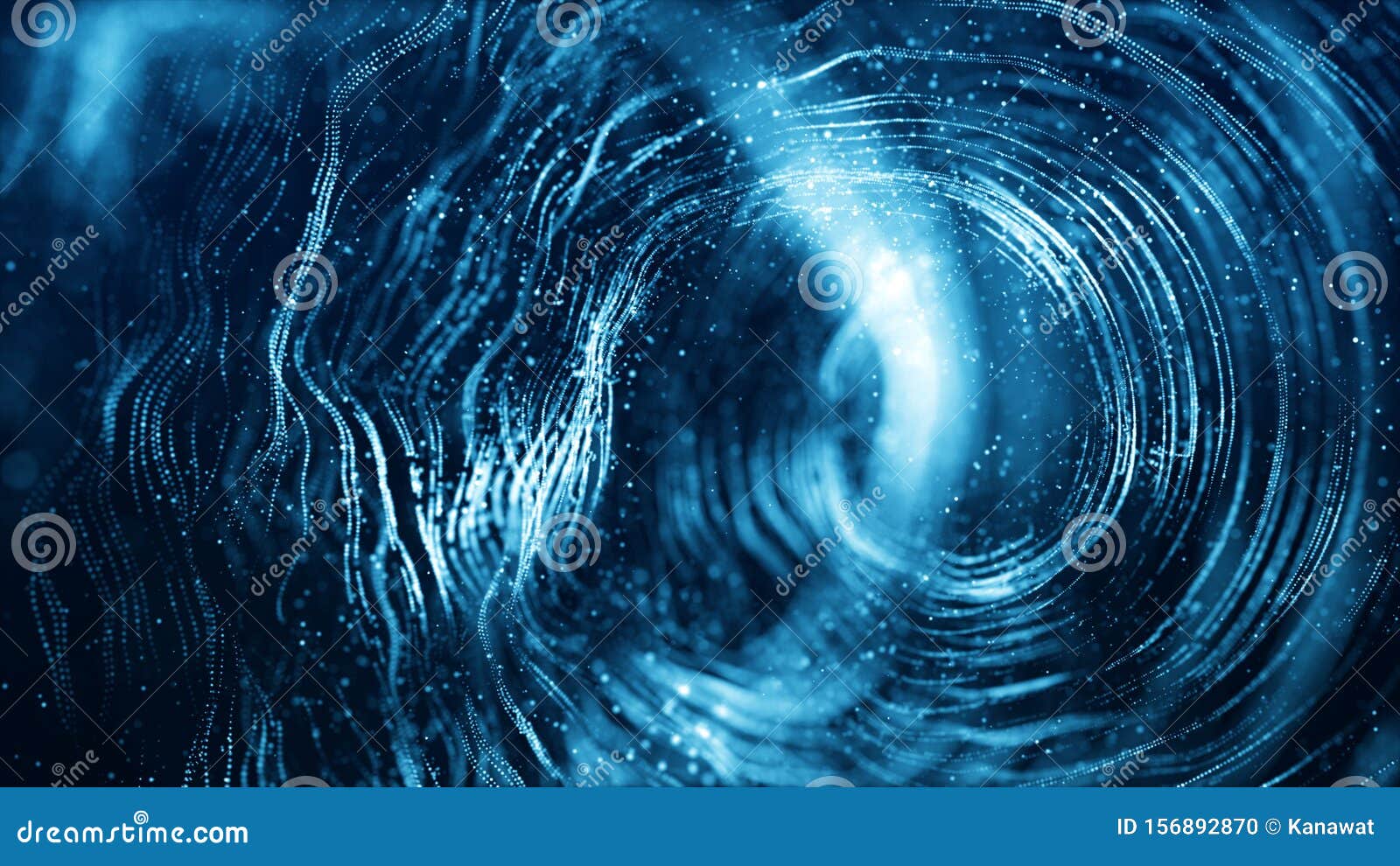 Blue Color Digital Particles Wave Flow and Twist Abstract Motion ...