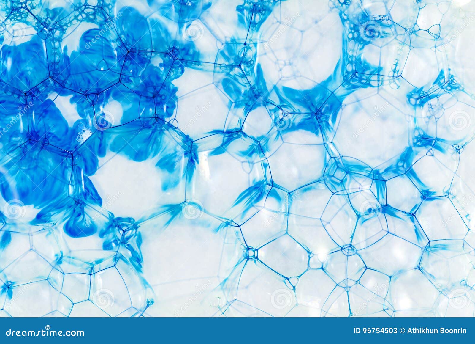 Blue Color Drop on Air Bubbles. Stock Image - Image of lather, macro ...
