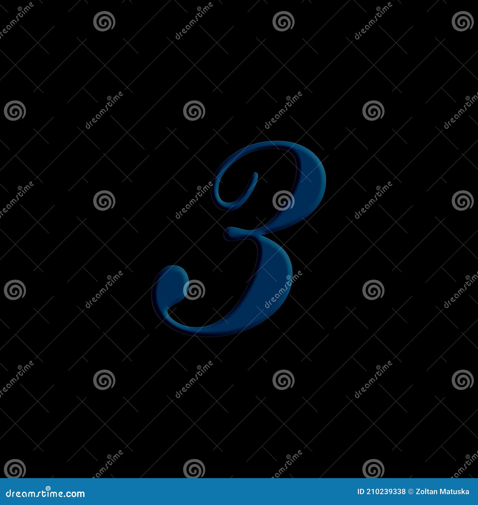 Blue Color Embossed 3 D Illustration NUMBER 3 , Alphabet , Isolated ...