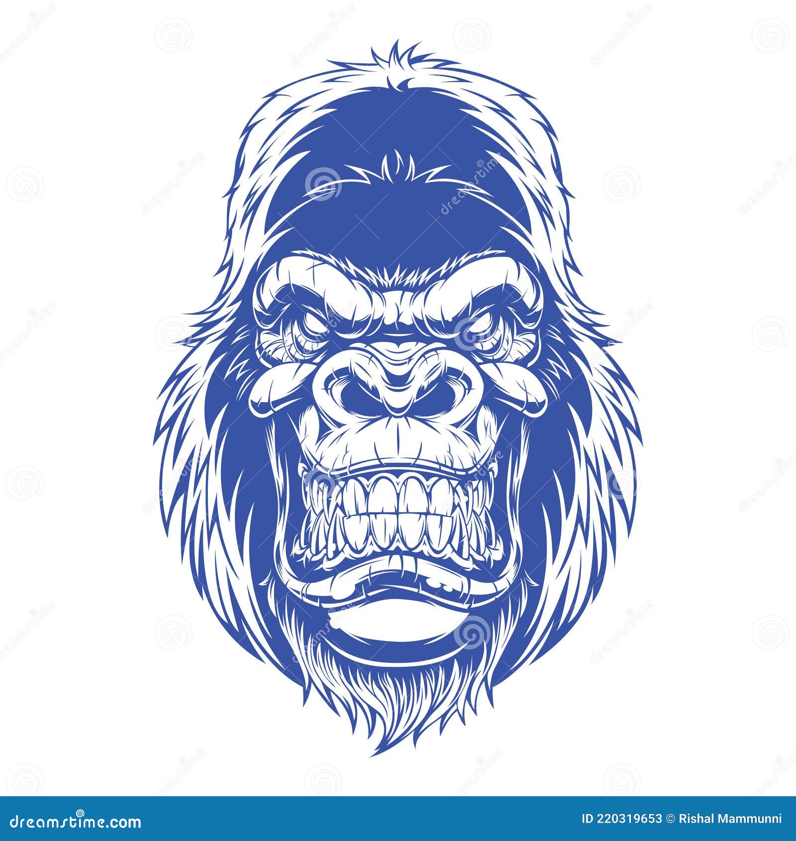 Blue Color Ferocious Gorilla Vector Stock Vector - Illustration of logo ...