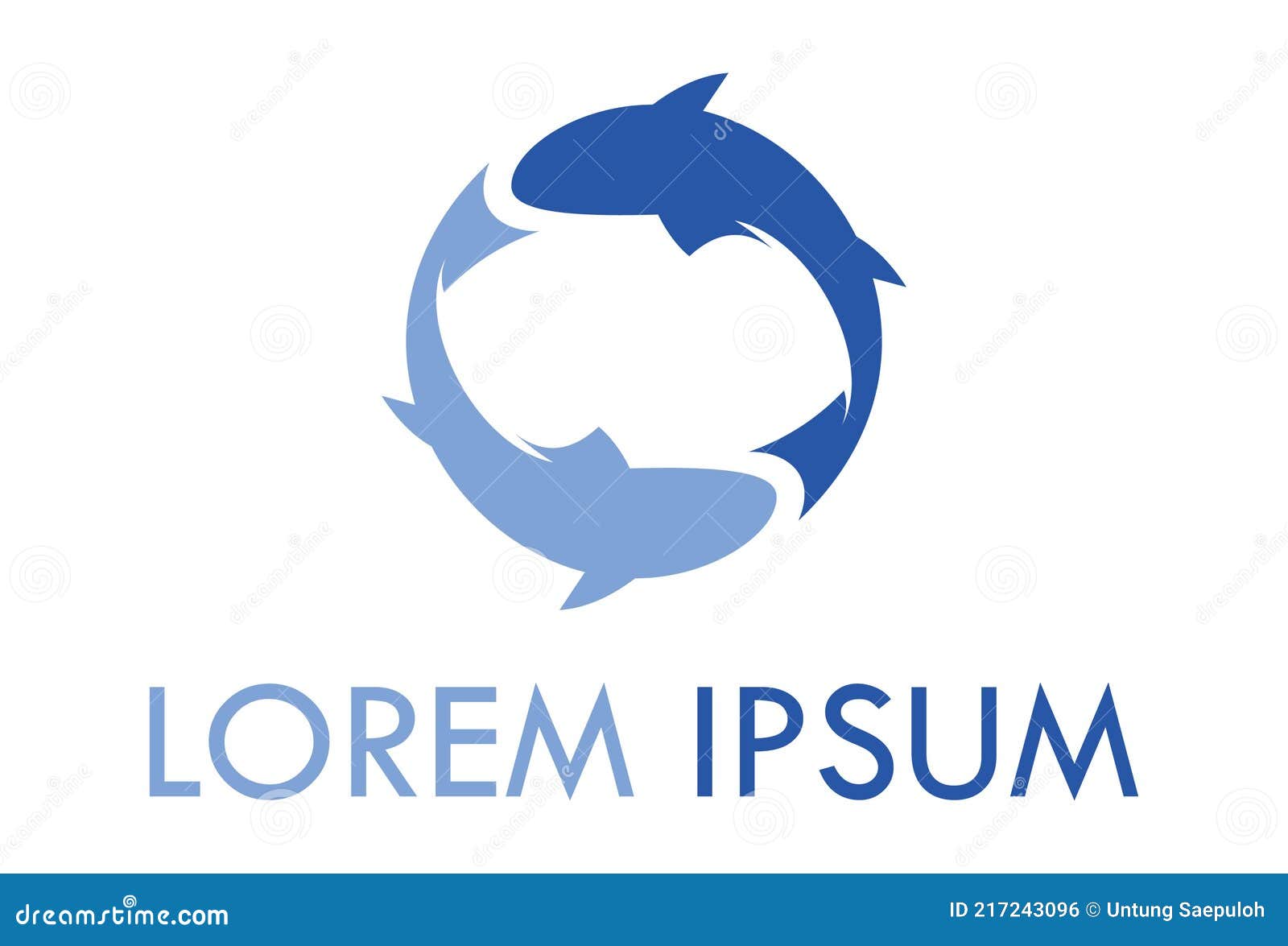 Blue Color Fish Rotate Circle Logo Design Stock Vector - Illustration ...