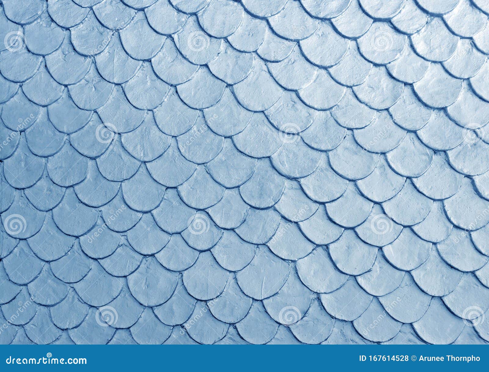 Blue Color Fish Scale Mortar Plastering Pattern on Skin of Wall in ...