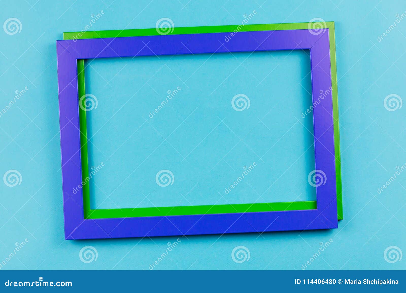 Blue Color Frame on Bright Blue Background. Stock Photo - Image of ...
