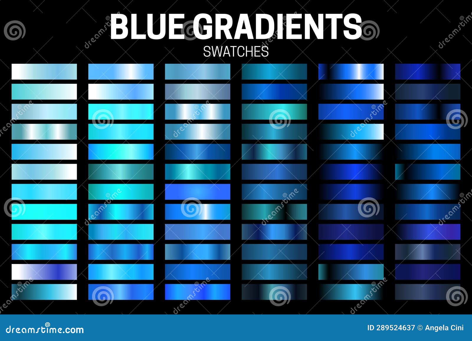 Blue Color Gradient Collection of Swatches Stock Vector - Illustration ...