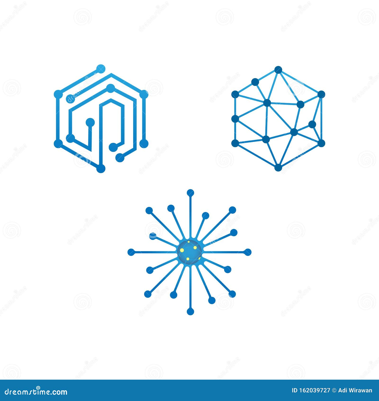 Blue Color Gradient Technology Concept Logotype Collection Stock Vector ...