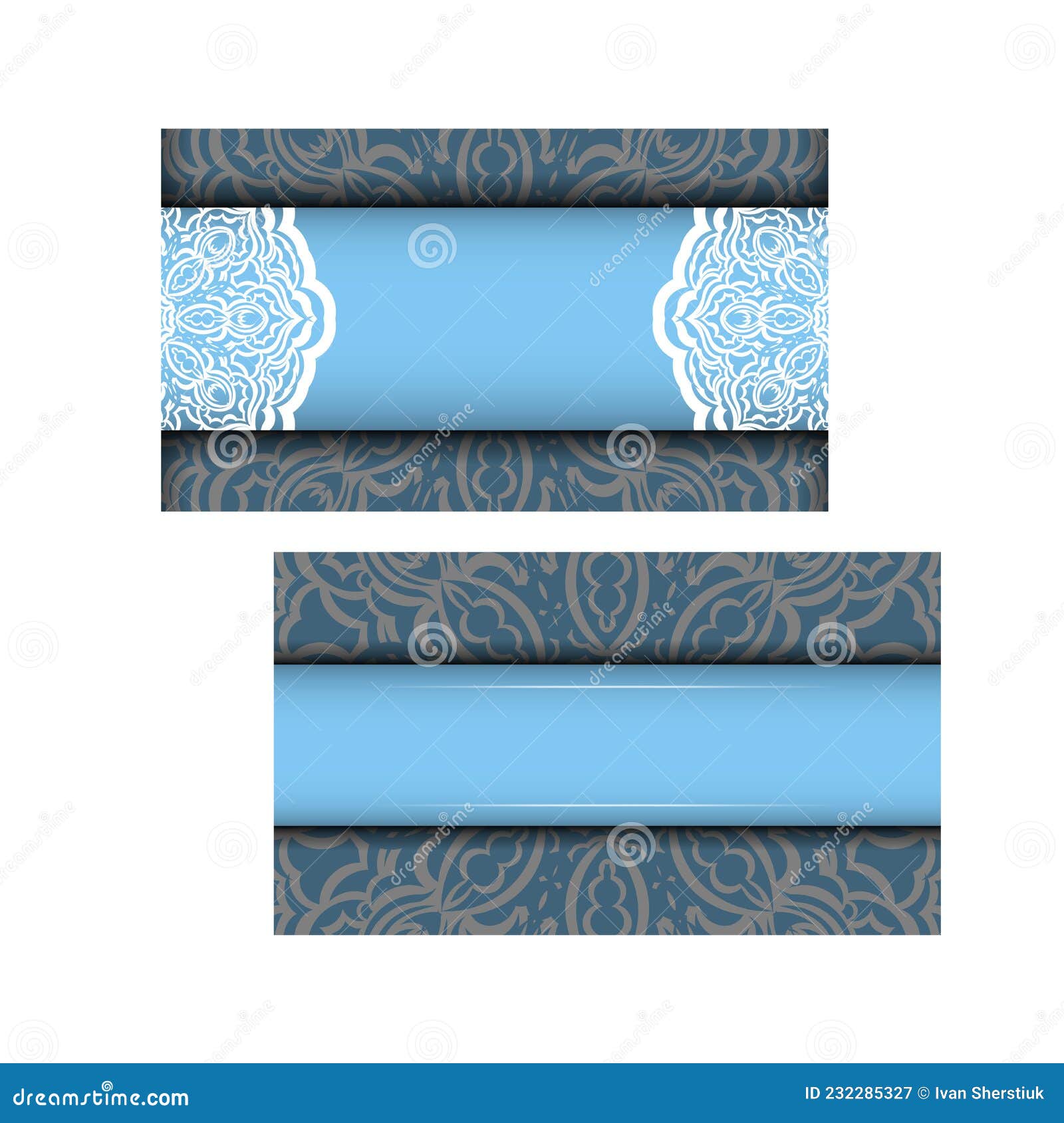 Blue Color Greeting Card Template with Abstract White Pattern Prepared ...