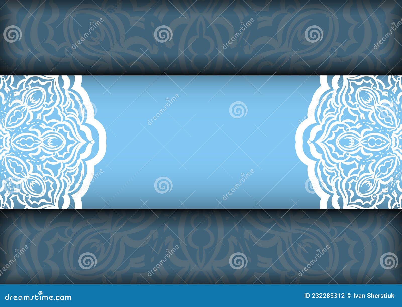 Blue Color Greeting Card Template with Abstract White Pattern for Your ...