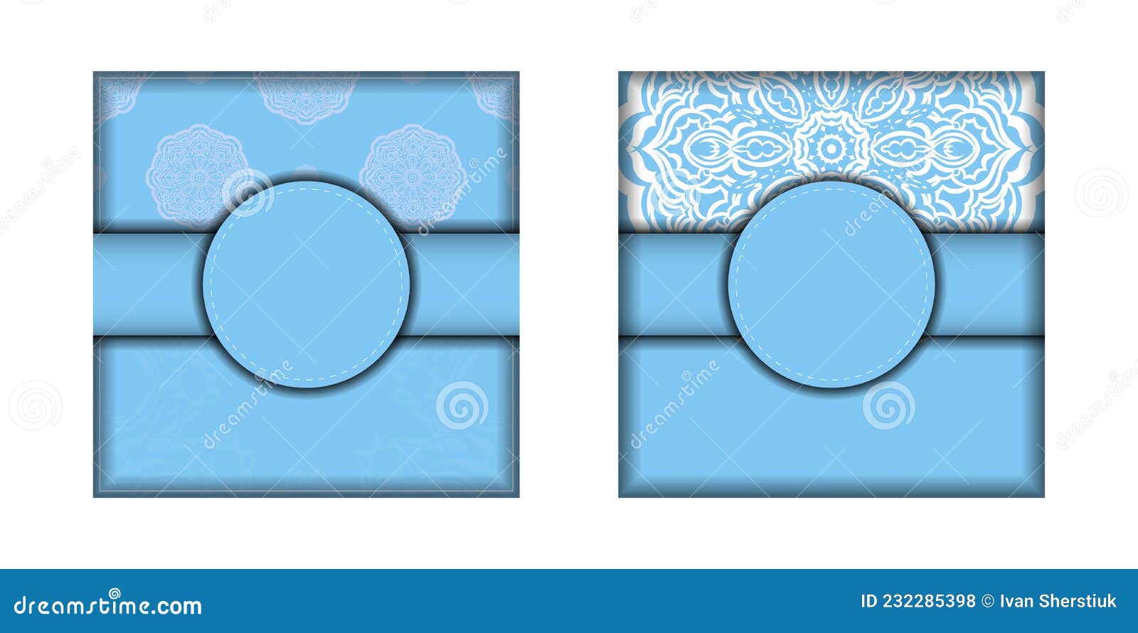 Blue Color Greeting Card Template with Indian White Pattern for Your ...