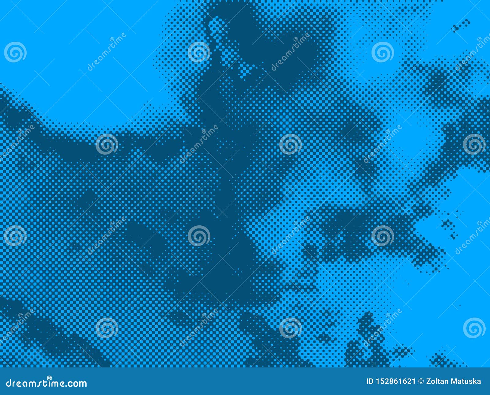 Blue Color Halftone Comic Book Cover Background Dotted Gradient Empty ...