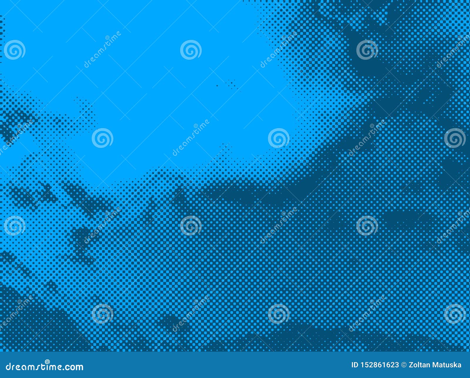 Blue Color Halftone Comic Book Cover Background Dotted Gradient Empty ...