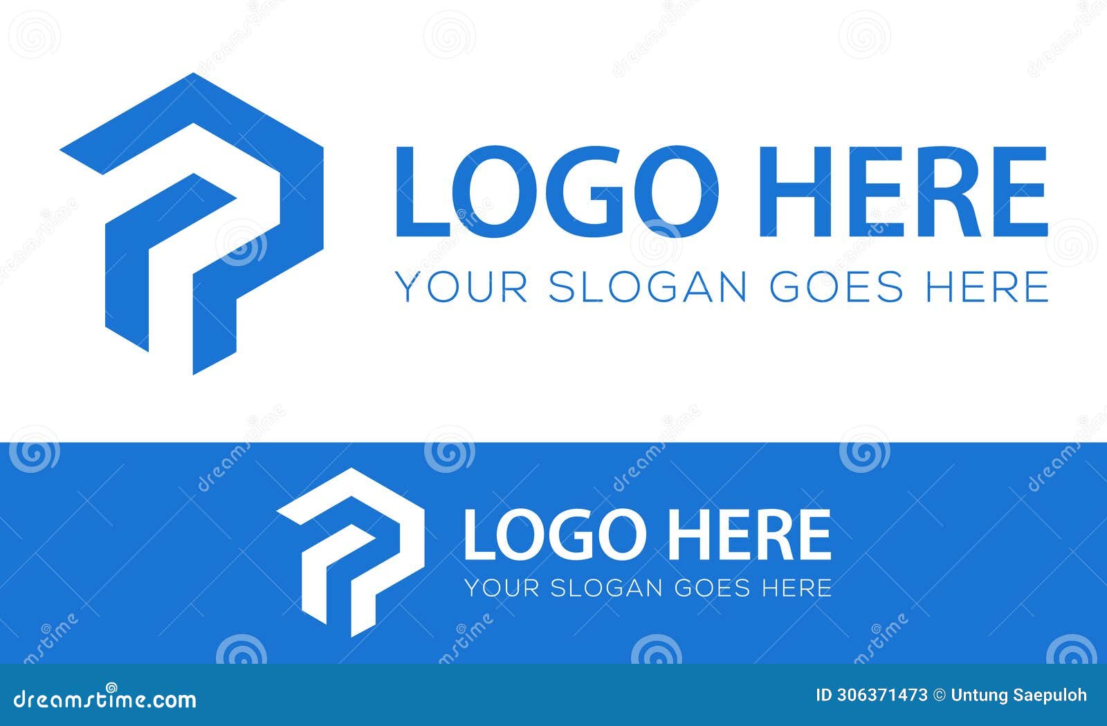 Blue Color Hexagonal Initial Letter P Logo Design Stock Vector ...