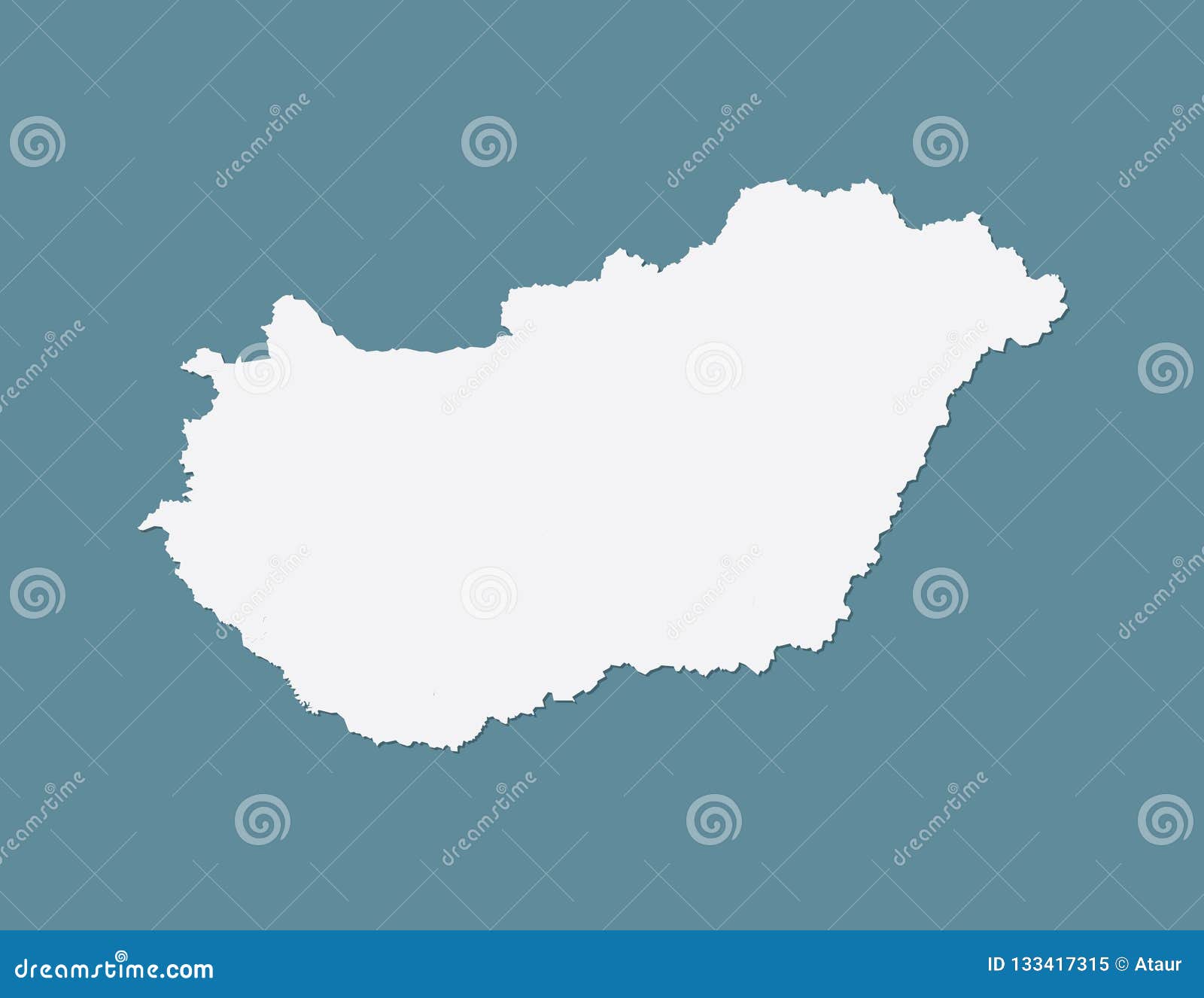 Blue Color Hungary Map Vector with Single Border Line on Dark ...