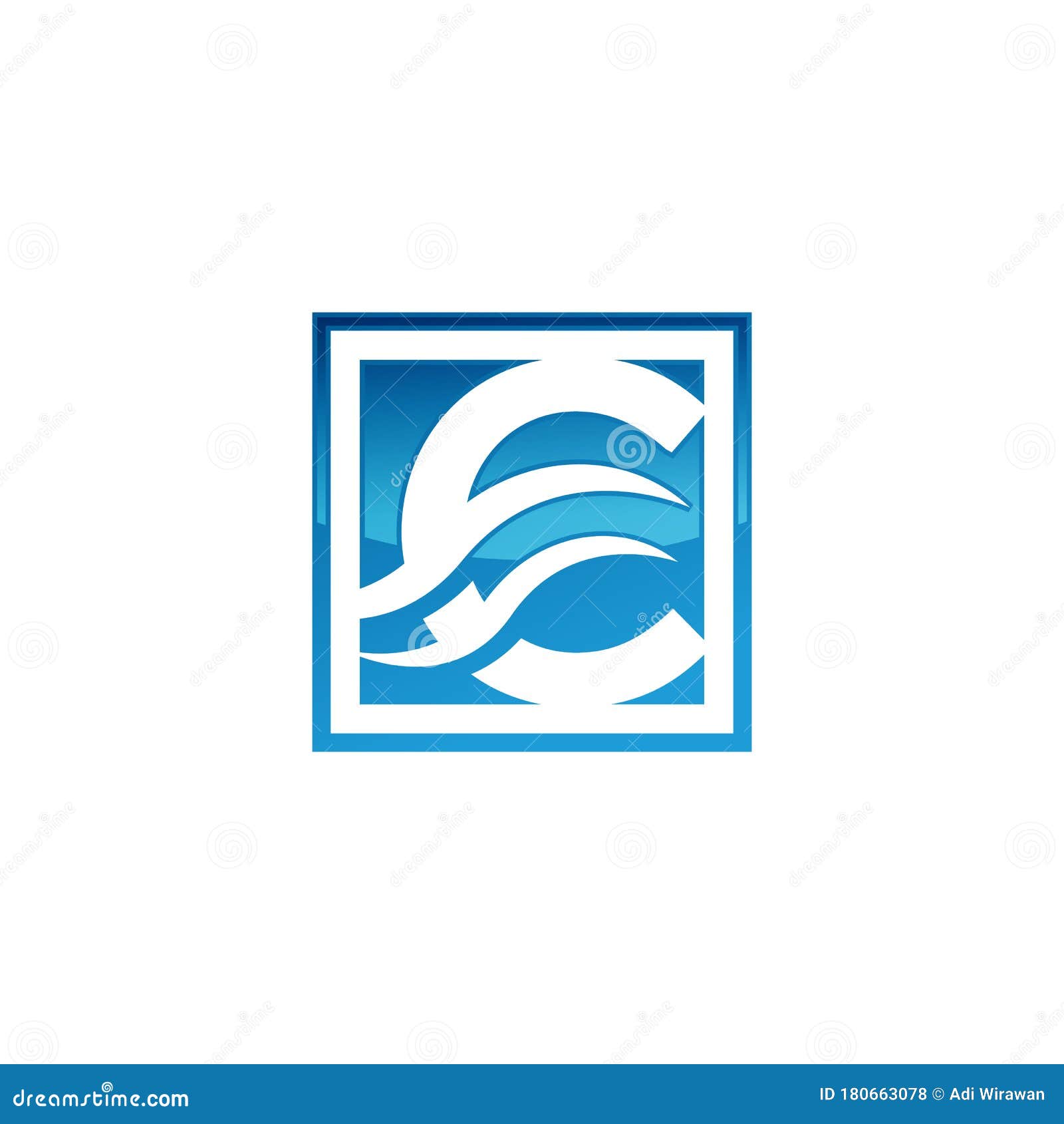 Blue Color Initial Letter C with Waves Logo Stock Vector - Illustration ...