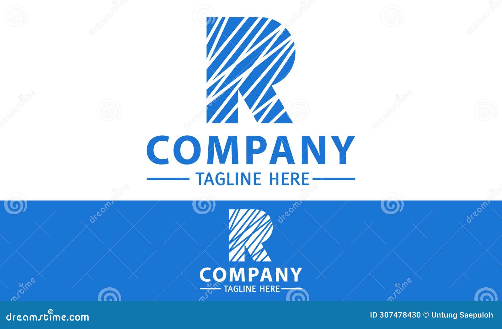 Blue Color Initial Letter Sketch R Logo Design Stock Vector ...