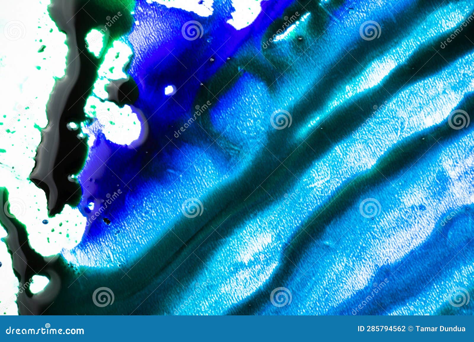 Blue color ink paint stock photo. Image of closeup, drop - 285794562