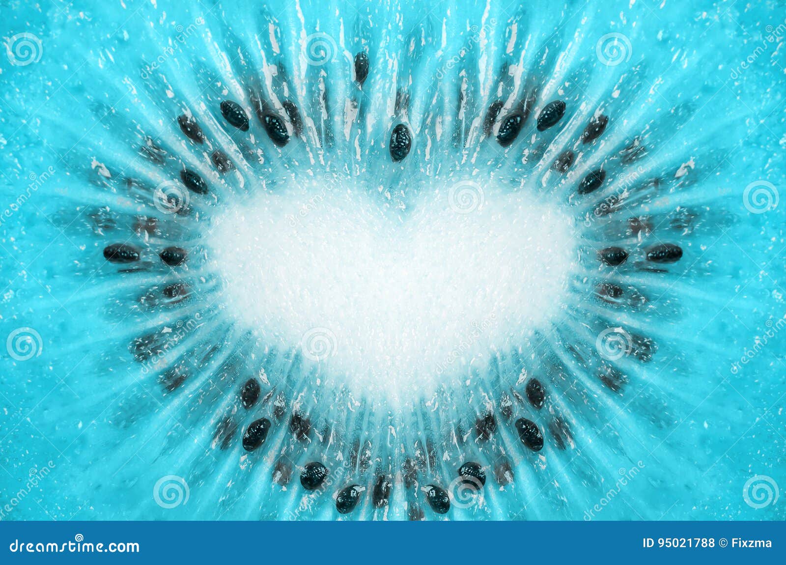 Blue Color of Kiwi Fruit Background with Heart Shape Stock Photo ...