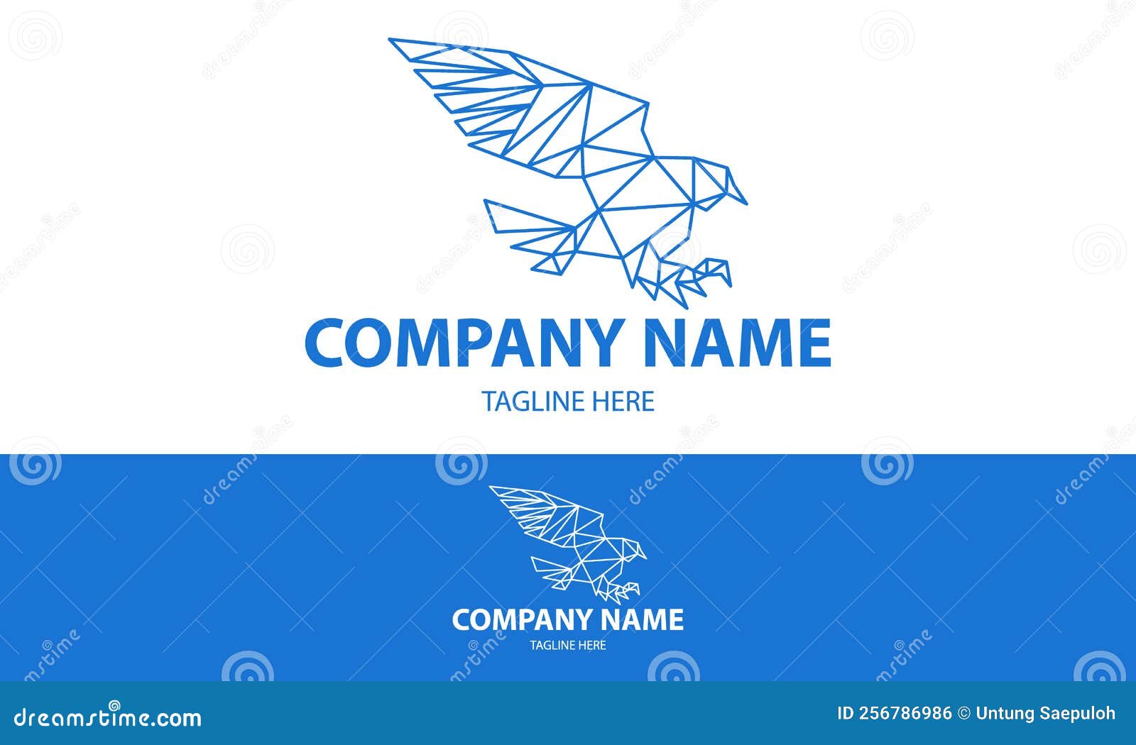 Blue Color Line Art Connect Eagle Head Logo Design Stock Vector ...