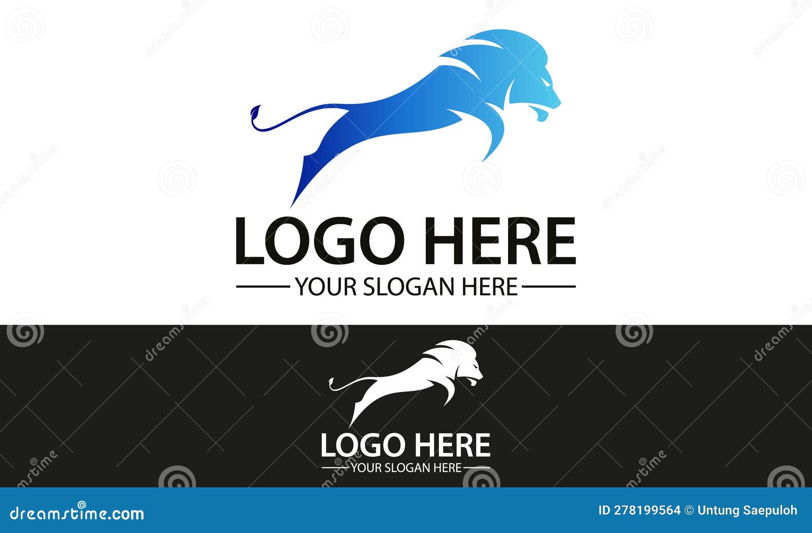Blue Color Luxury Lion Jumping Logo Design Stock Vector - Illustration ...